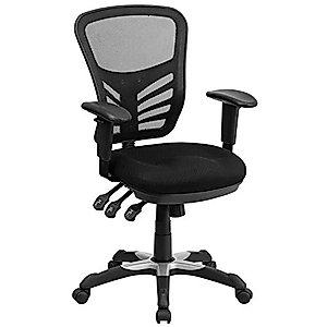 Flash Furniture Nicholas Mid-Back Black Mesh Multifunction Executive Swivel Ergonomic Office Chair with Adjustable Arms