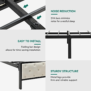 DWVO King Bed Frame with Built-in Charging Station, Platform Bed Frame with Upholstered Storage Headboard & Footboard, Sturdy Metal Slats, No Box Spring Required (Beige)