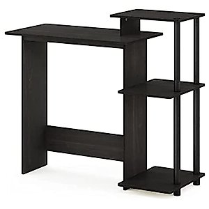 Furinno Efficient Home Laptop Notebook Computer Desk with Square Shelves, Espresso/Black