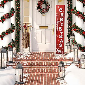 CHRISTMAS DOOR DECOR-Merry Christmas Wooden Welcome Sign Vertical Porch Sign