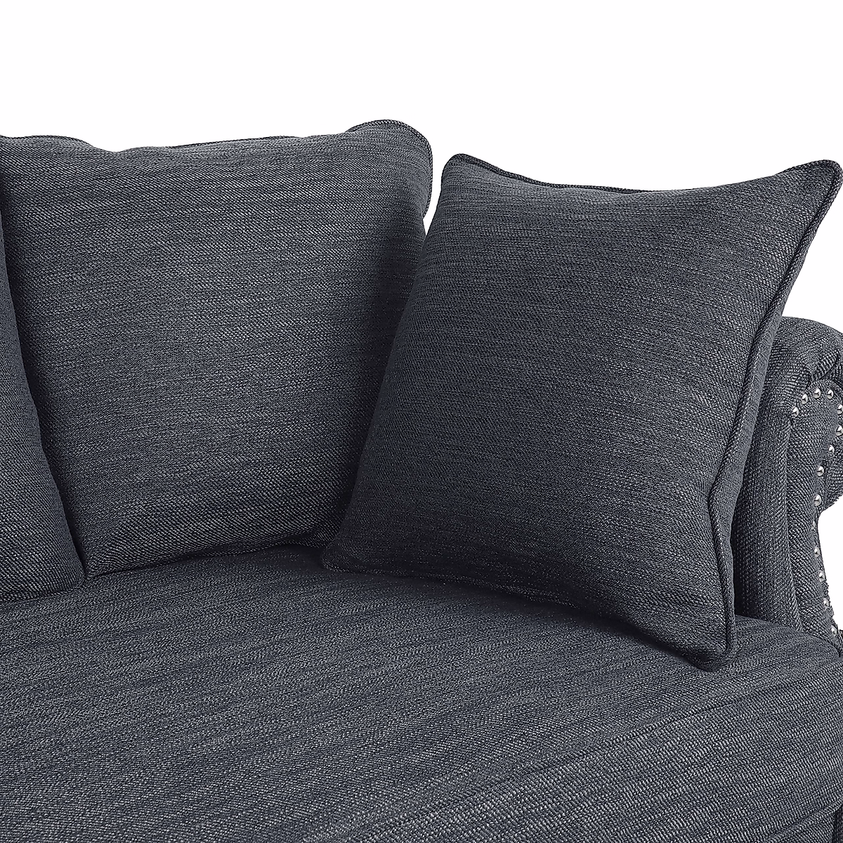 Christopher Knight Home Manbow Pillowback 3 Seater Sofa with Nailhead Trim - Charcoal/Dark Brown