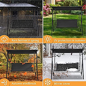 VIKKSAER Outdoor Swing Seat Cover Replacement,600D Thickened Oxford Waterproof Sunscreen Porch Swing Cushions for Patio Furniture Garden Bench,Black,57.7X 19.5 x 19.5 in