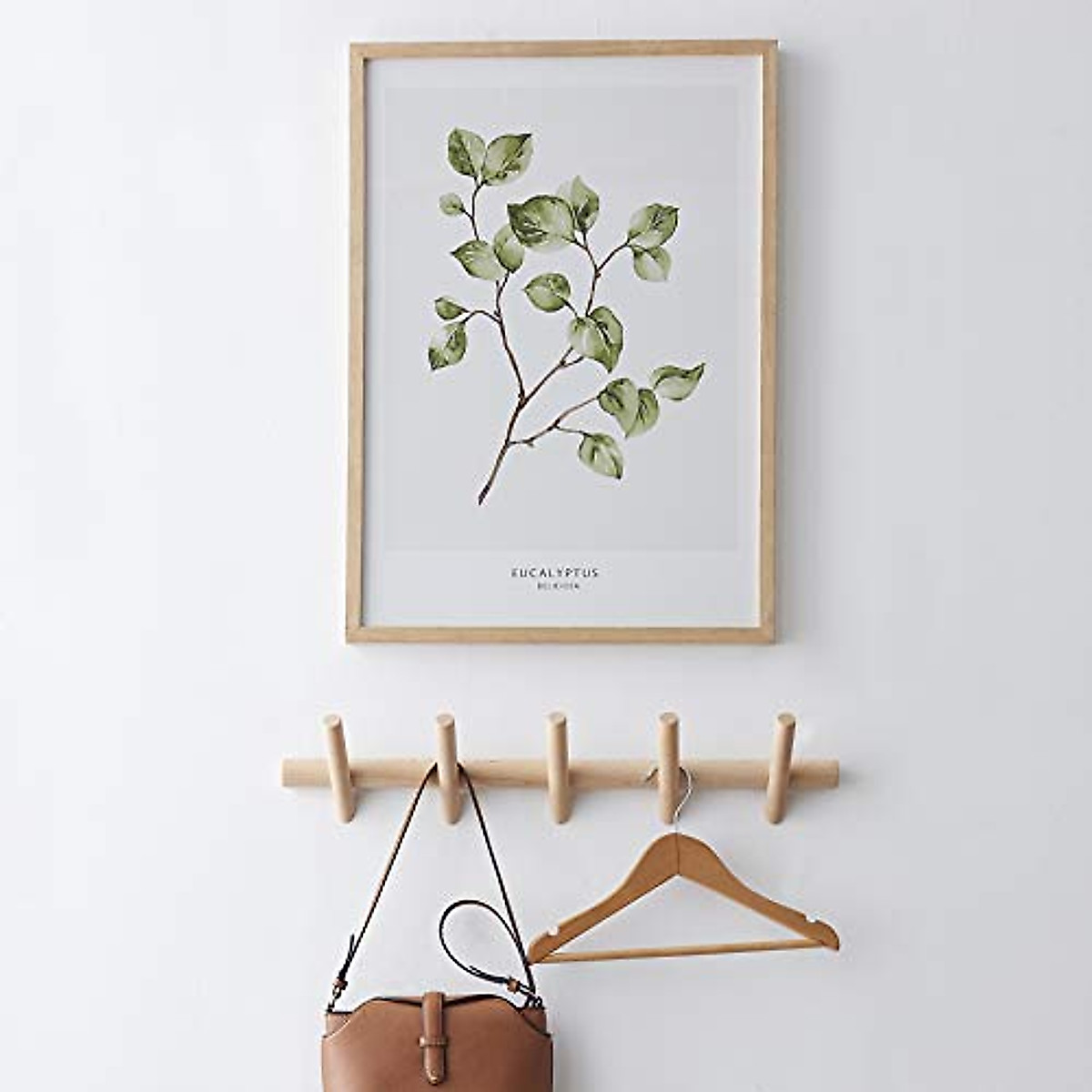 HOMEAMY Wood Coat Rack Modern Wall Mounted Hat and Towel Hanger Wooden Hooks Robe Racks with Pegs for Bedroom Bathroom and Entryway Durable, Easy Assembly, Classic Design (5 Hook)