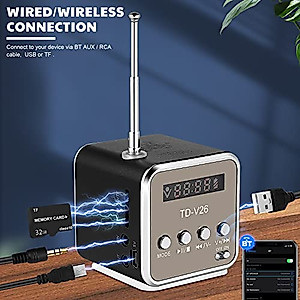 Hemobllo Mini Speaker Digital Portable Music MP3/4 Player Micro SD/TF USB Disk Speaker FM Radio Mini Digital Display Screen Speaker Music Player(Black)