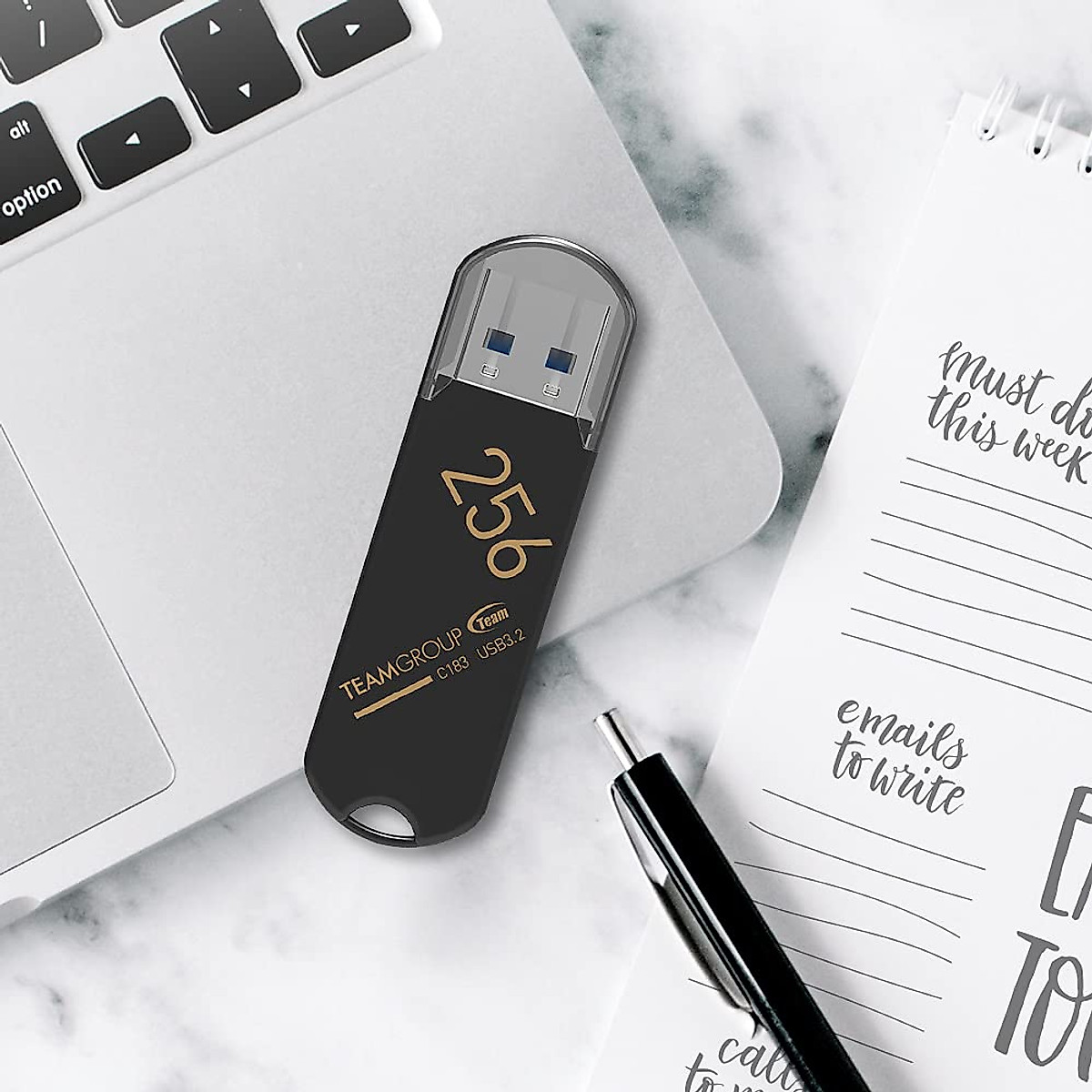 TEAMGROUP C183 128GB 2 Pack USB 3.2 Gen 1 USB 3.1/3.0 100MB/s Flash Thumb Drive External Data Storage Memory Stick Compatible with Computer/Laptop Black TC1833128GB22