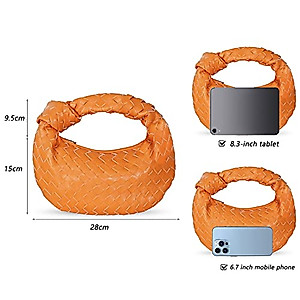 QWERTYUI Women Handbag Retro Knoted Tote Bag Soft Leather Shoulder Bag Fashion Handmade Bag Lightweight Clutch,Rose red