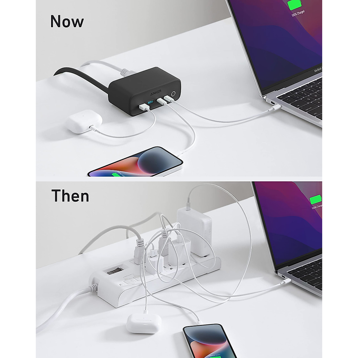 Anker 525 Charging Station,7-in-1 USB C Power Strip and Anker USB C Power Strip, 521 Power Strip