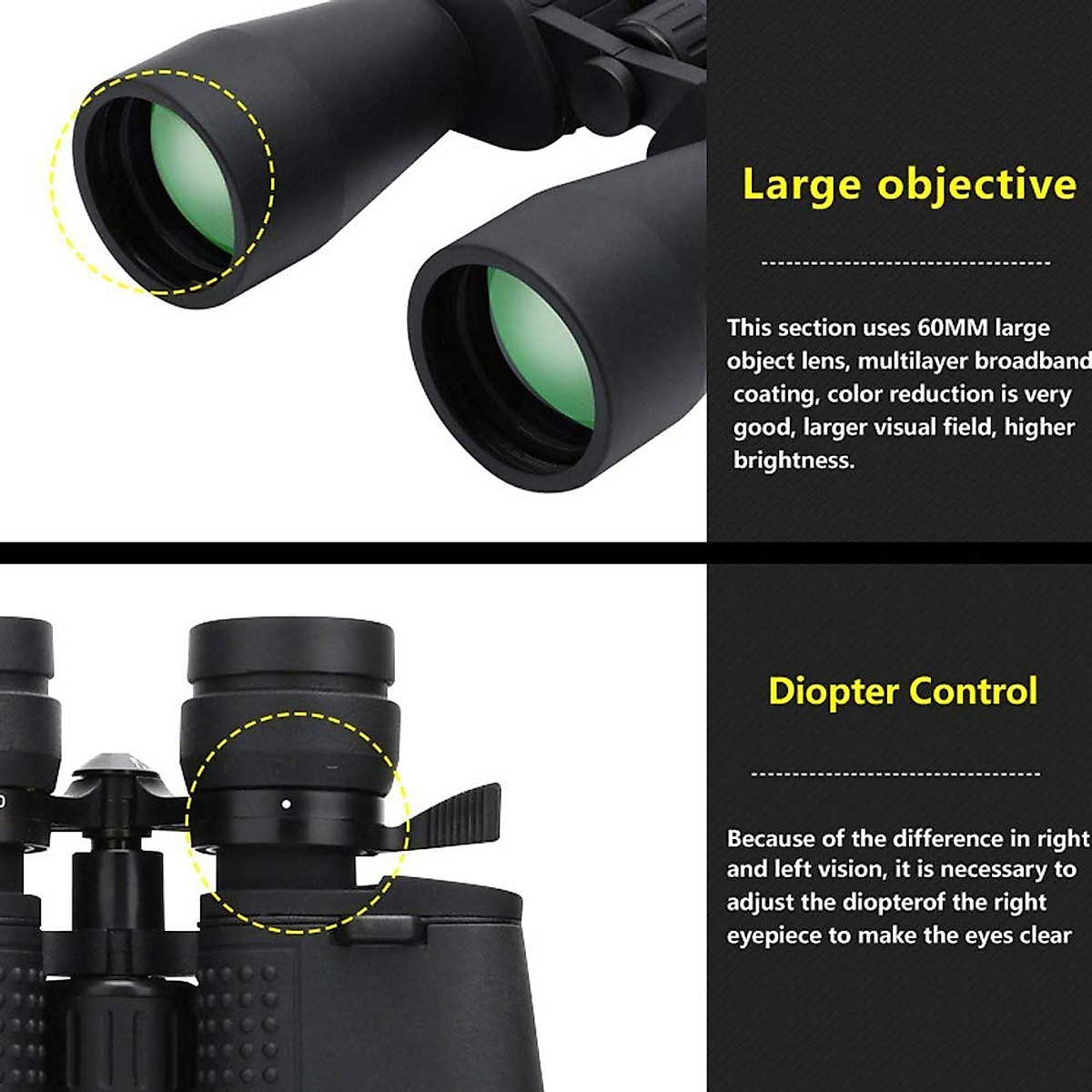 Binoculars for Adults 10-380X100 High Powered Binoculars with Clear and Durable BAK-4 Prism FMC Lens for Bird Watching Travel Hunting Concerts for Adult Bird Watching Outdoo