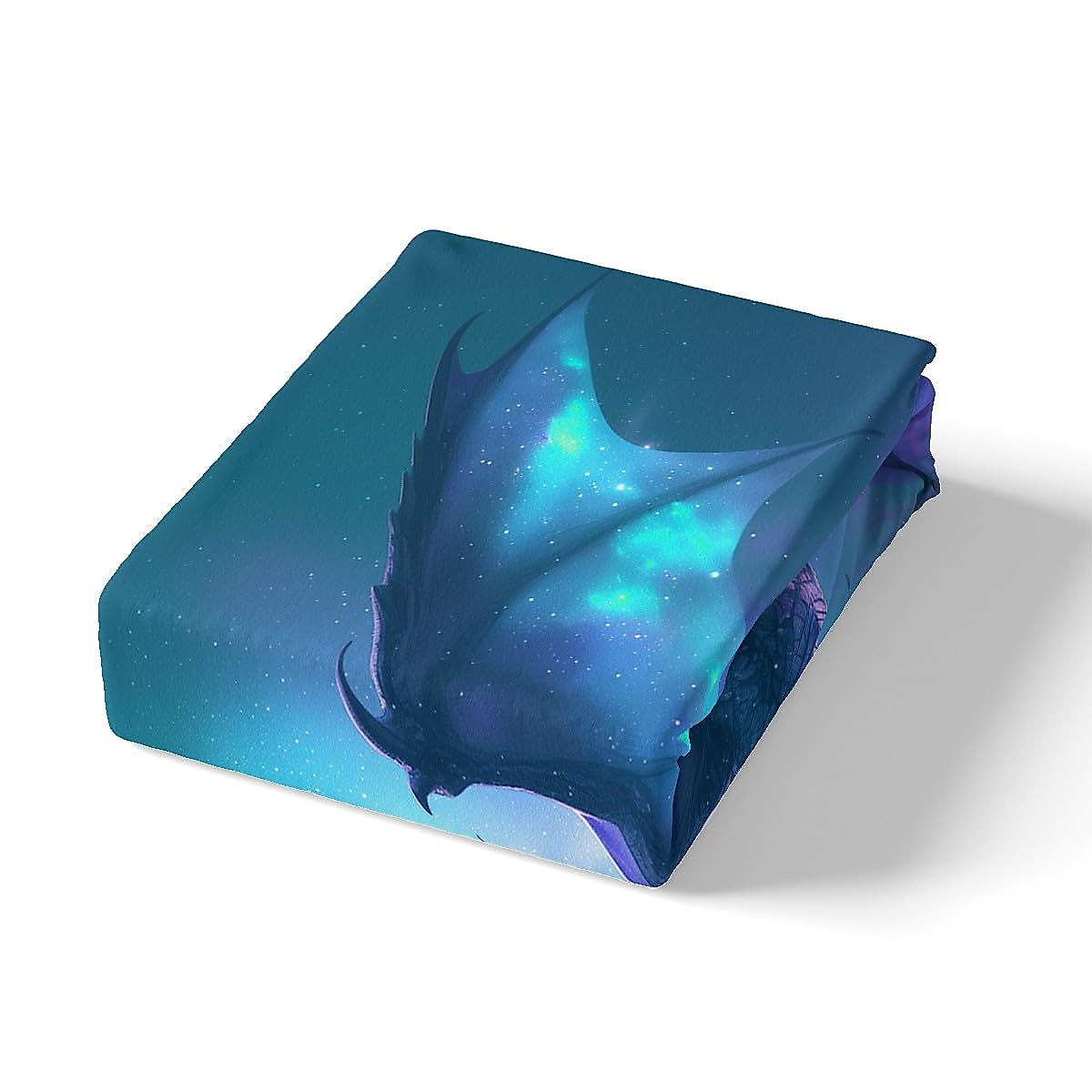 Dragon Duvet Cover Set Queen Size,Blue Purple Nebula Galaxy Bedding Set Kids Boys Girls Room Decor,Mountain Wildlife Nature Comforter Cover 3Pcs,Western Magical Dragon Bedspreads Cover,2 Pillowcases