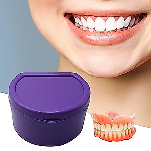 npkgvia Plastic Container Case Denture Bath Box Mouthguards Storage Sprayer Bottles Small Travel (Purple, One Size)