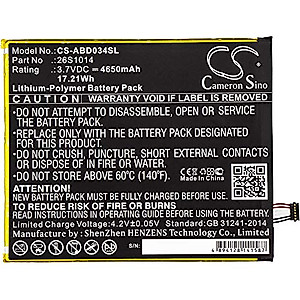 CS Cameron Sino Replacement for AZ 26S1014 SX034QT MC-31A0B8 KD Fire 8 7 Generation KD Fire 8.7 SX0340T 58-000181 58-000219 Battery