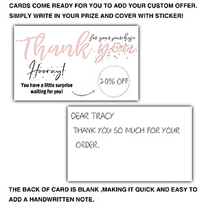 Thank You For Your Purchase Scratch Off Cards - Blank Gift Certificate Cards - Small Business Thank You for Order Cards - Make Your Own DIY Pink Scratch Off Cards - 50 Cards And 50 Stickers(C05)