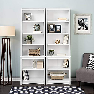 Pemberly Row Tall Contemporary 6 Shelf Bookcase in White