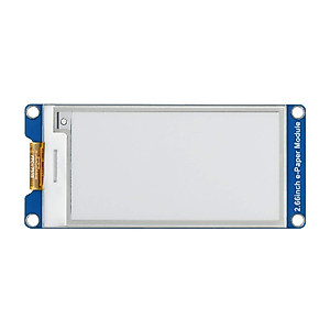 Waveshare 2.66inch E-Paper E-Ink Display Module Compatible with Raspberry Pi4B/3B+/3B/2B/B+/A+/Zero/Zero W/WH/Zero 2W 296×152 Pixels Black/White Dual-Color SPI Interface Supports Partial Refresh