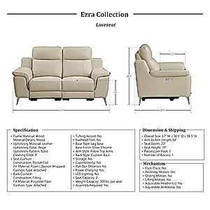 Lexicon Ezra Genuine Leather Power Reclining Loveseat, Beige