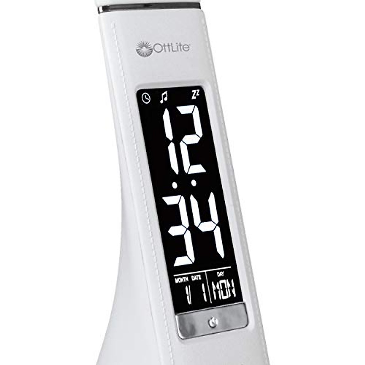 OttLite Thrive LED Sanitizing Desk Lamp with Clock and USB Charging - Eliminates up to 99.9% of Bacteria, Touch Activated, Flexible Neck, Modern Light for Reading, Crafting & Office Desktop