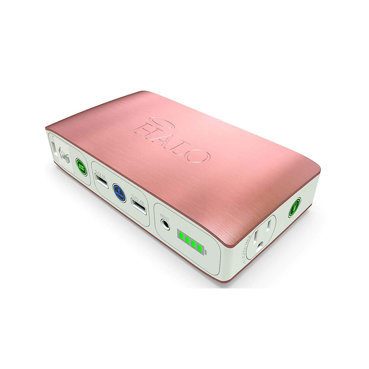 HALO Usb Bolt 58830 mWh Portable Phone Laptop Charger Car Jump Starter with AC Outlet and Car Charger - 120 Amps -Rose Gold