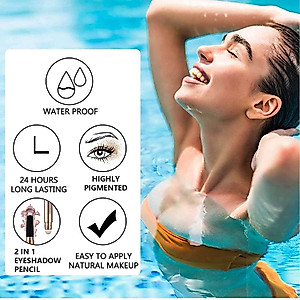 Blue Eyeshadow Stick Cream Shimmer Smooth Eye shadow Pencil Eyeliner Hypoallergenic Waterproof Long Lasting Eye shadow Highlighter Stick Multi-Dimensional eyes Look (16# Midnight Blue Shimmer)