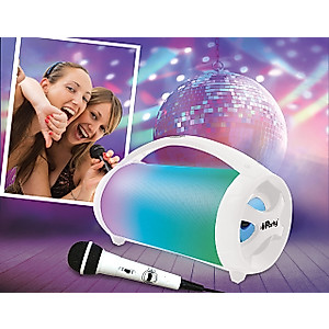 LEXIBOOK BTP585Z iParty-Portable Bluetooth Speaker with Microphone, Stereo, Light Effects, Karaoke, Wireless, FM Radio, USB, SD Card, Rechargeable Battery, White