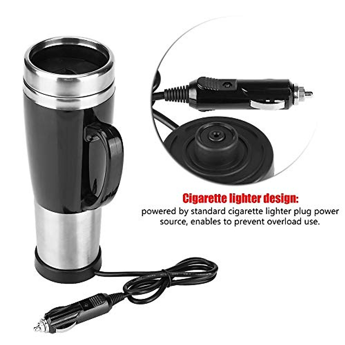 450ml Stainless Steel Electric Car Cup Travel Heating Mug, Keenso Electric Kettles Boiling Car Coffee Mug Heater with Cigarette Lighter(12V) Other Electrical Appliances