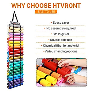 HTVRONT Vinyl Storage Organizer, Vinyl Roll Holder Holds Up to 48 Rolls, Grey Craft Vinyl Organizer Wall Mount/Hanging Over the Door, Vinyl Roll Storage for Home Craft Room