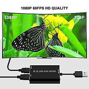 HDMI Video Capture Card,HDMI to USB 3.0 Device,Full HD 1080P 60fps Live Game Capture Recording Box With HDMI Loop-out Support Windows 7/8/10 Linux Twitch for PS3/4 Switch Xbox Streaming and Recording