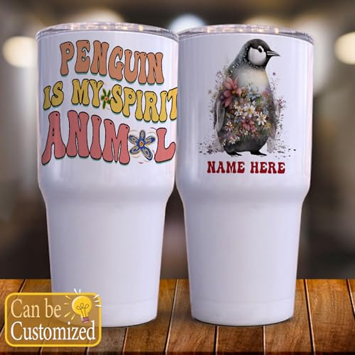 Funny Penguin Is My Spirit Animal Tumbler for Animal Lovers Custom Name Tumbler Insulated 30oz With Lid Gift