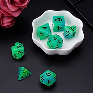 7pcs/Set Luminous Polyhedral Sided Dice D4 D6 D8 D10 D12 D20 Set for Dungeons & Dragon D&D RPG Poly Game
