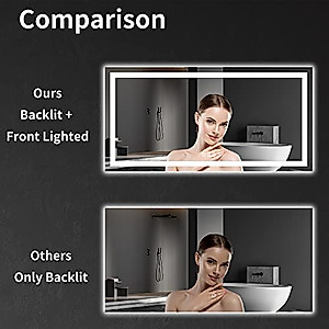 ISKM Large led Bathroom Mirror for Bathroom 96x36 Backlit and Front Vanity Mirror for Wall Anti-Fog, Dimmable, Memory Function Suitable for high-end Hotels, Villas or spas