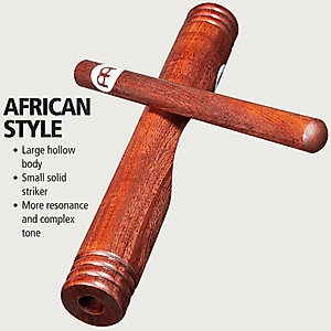 Meinl Percussion Red Finish African Select Hardwood Claves Musical Instrument Sticks, Hollow Body — NOT Made in China — for Live, Studio and Classrooms, 2-Year Warranty (CL3RW)