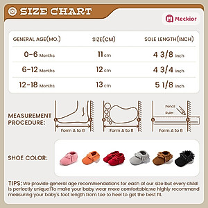 Meckior Infant Baby Girls Boys Premium Soft Sole Tassel Bowknot Moccasins Suede Leather Toddler Prewalker Fringe Anti-Slip Crib Slippers Baptism Loafers Shoes