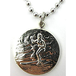 Baja Billy's St. Christopher Surf Medal Necklace Pendant, Protector of Travel fu-wh Fuchsia-White Small
