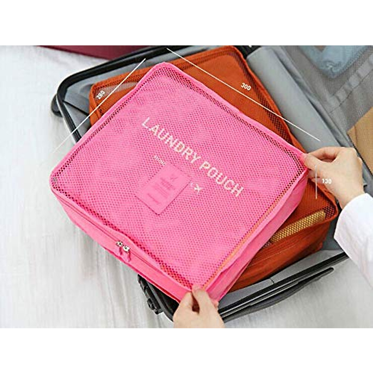 Luggage Cubes,Mossio 7 Set Backpack Camping Clothes Cosmetics Mesh Bag Rose Red