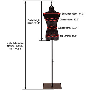 Tailors Dummy Mannequins Female Mannequin Dummy with Metal Base Stand, Adult Women Dress Form for T-Shirts/Suits/Wedding Gown, Hollow Plastic Body & Easy Install Dressform Mannequin