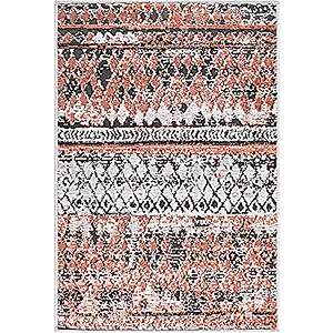 Rugs.com Leipzig Collection Area Rug – 2' x 3' Salmon Low-Pile Rug Perfect for Entryways, Kitchens, Breakfast Nooks, Accent Pieces