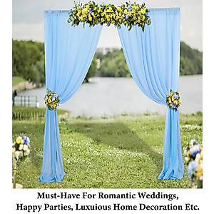 DUOBAO Chiffon Backdrop Curtain 5FTx10FT Royal Blue Chiffon Fabric Drapes for Wedding Ceremony Chiffon Voile Curtains 2 Panels 29"x120" Photography Backdrop Drapes (29''x120''x2pcs, Royal Blue)