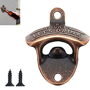 Wall Mounted bottle Opener, Christmas Funny Wall Mount Bottle Opener for Men Father Beer Lovers,Novelty Birthday Fathers Day with Mounting Screws Wall Anchors（1 Pack)