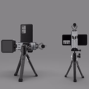 Leaplumin Aluminum Phone Mount for Tripod, Adjustable Phone Tripod Mount with Cold Shoe & Arca Swiss Quick Release Plate,Universal Adjustable Clamp Suitable for iPhone 14 pro/13 Pro/12/11/Samsung