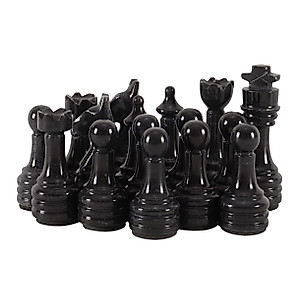 Radicaln Marble Chess Pieces Black and Coral 3.5 Inch King Figures Handmade 32 Chess Figures - Suitable for 16-20 Inch Chess Game - Board Games