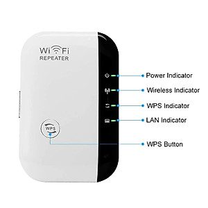 300Mbps WiFi Extender Signal Booster, Wireless Dual-Band Network Repeater, with Ethernet Port, 1-Tap Setup Access Point,Covers Up to 2640 Square Feet, WiFi Range Extender