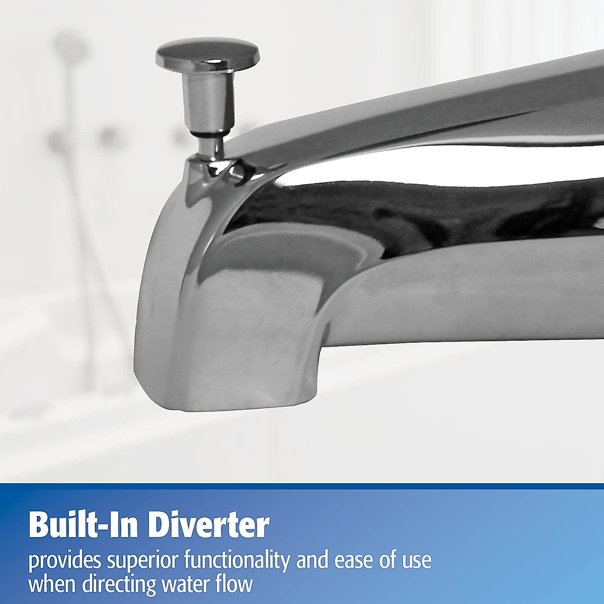 Plumb Pak Universal Fit Bathtub Spout with Diverter, Polished Chrome