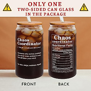 Thank You Gifts for Women, Boss, Coworker, Manager, Office, Teacher, Nurse, Her, Mom - Chaos Coordinator Gifts - Coworker Birthday Gifts, Boss Lady Gifts for Women - Teacher Gifts - Office Can Glass