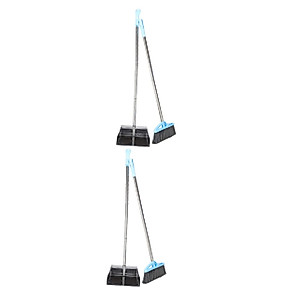 Cabilock 2 Sets Stainless Steel Trash Shovel Dustpan Broom Kit Broom Dustpan Garbage Sweeping Tool Pet Poop Tray Cleaning Dustpan Kit Office Household Stainless Steel + Plastic Floor Brush