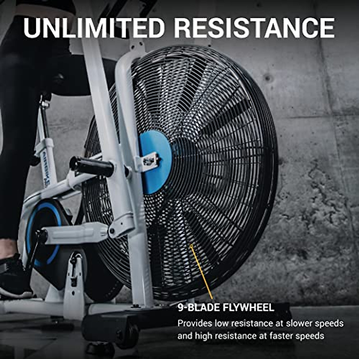 XTERRA Fitness AIR650 Air Bike Pro Industrial Grade Chain Drive System with Fully Adjustable Design and Padded Seat for Full Body Workout