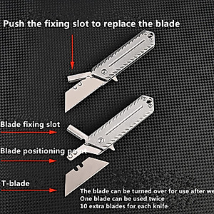 SZHOWORLD Stainless Steel Folding Utility Knife - Heavy Duty Box Cutter for Cartons, Cardboard and Boxes, Quick Change Blades, Extra 10 Blades Included