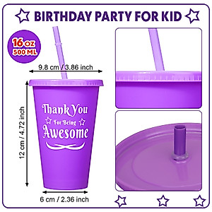 Dandat 40 Pcs Thank You Gifts 16 oz Colorful Tumbler with Straw and Lid Plastic Reusable Cups Thank You Mug Tumbler Water Bottle Cold Drink Travel Mug for Adults Birthday Party, 10 Colors