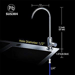 Frizzlife RO Water Filter Faucet- Drinking Water Faucet fits Most Reverse Osmosis Water Filtration System-SUS304 Stainless Steel with Brushed Nickel