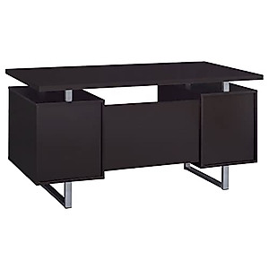 Coaster Furniture Lawtey Modern Contemporary 2 Drawer Home Office Writing Desk Storage File Cabinet Silver Metal Frame Cappuccino Brown 801521