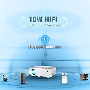 Projector with WiFi and Bluetooth [120" Projector Screen Included] 2023 Outdoor Movie Projector iOS & Android Native 1080P Full HD 9500L Compatible with TV Stick,Video Games, PC, Laptop,Smartphone