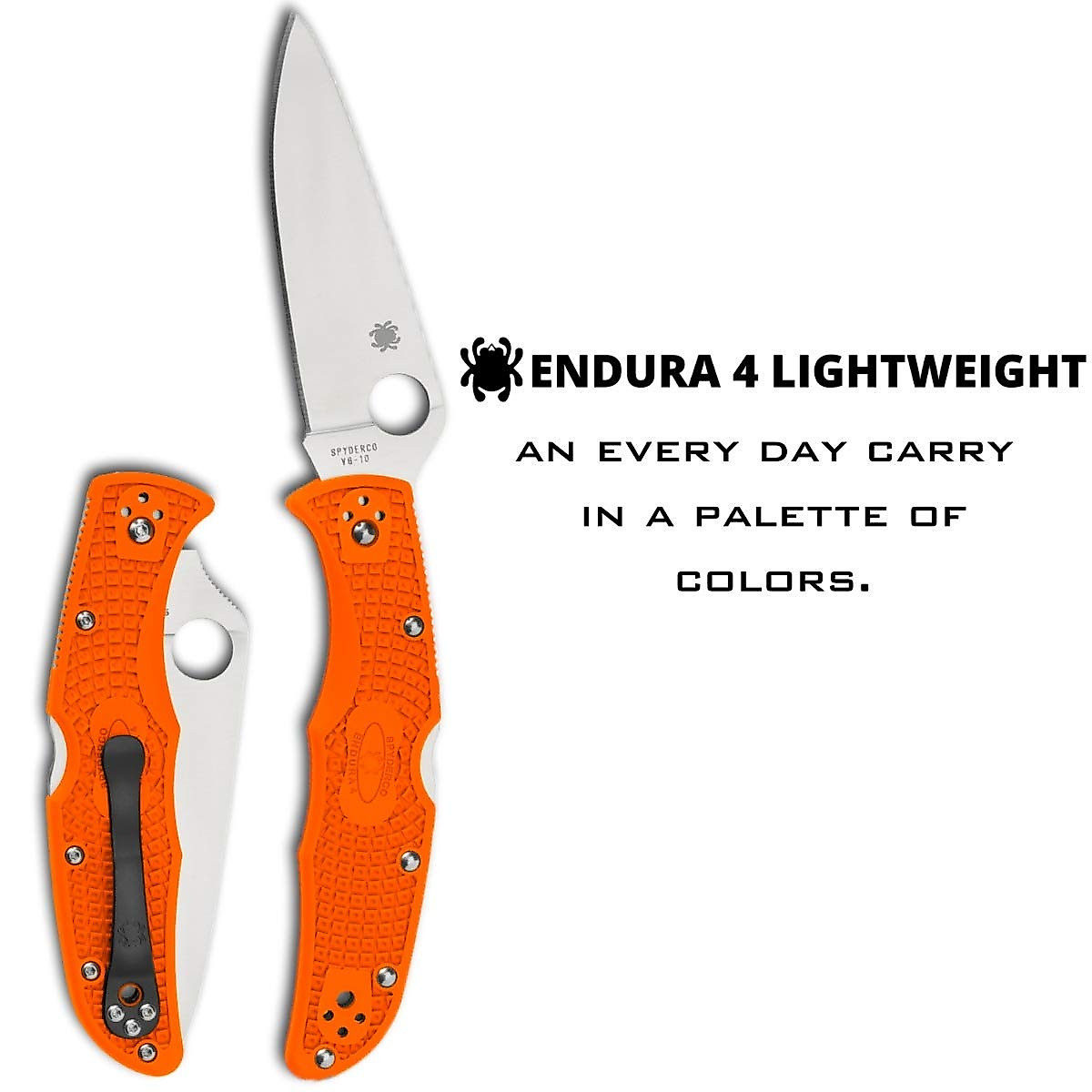 Spyderco Endura 4 Lightweight Signature Knife with 3.80" VG-10 Steel Blade and Orange FRN Handle - PlainEdge - C10FPOR